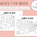 Places I've Been Printable Map USA Map Printable - Etsy