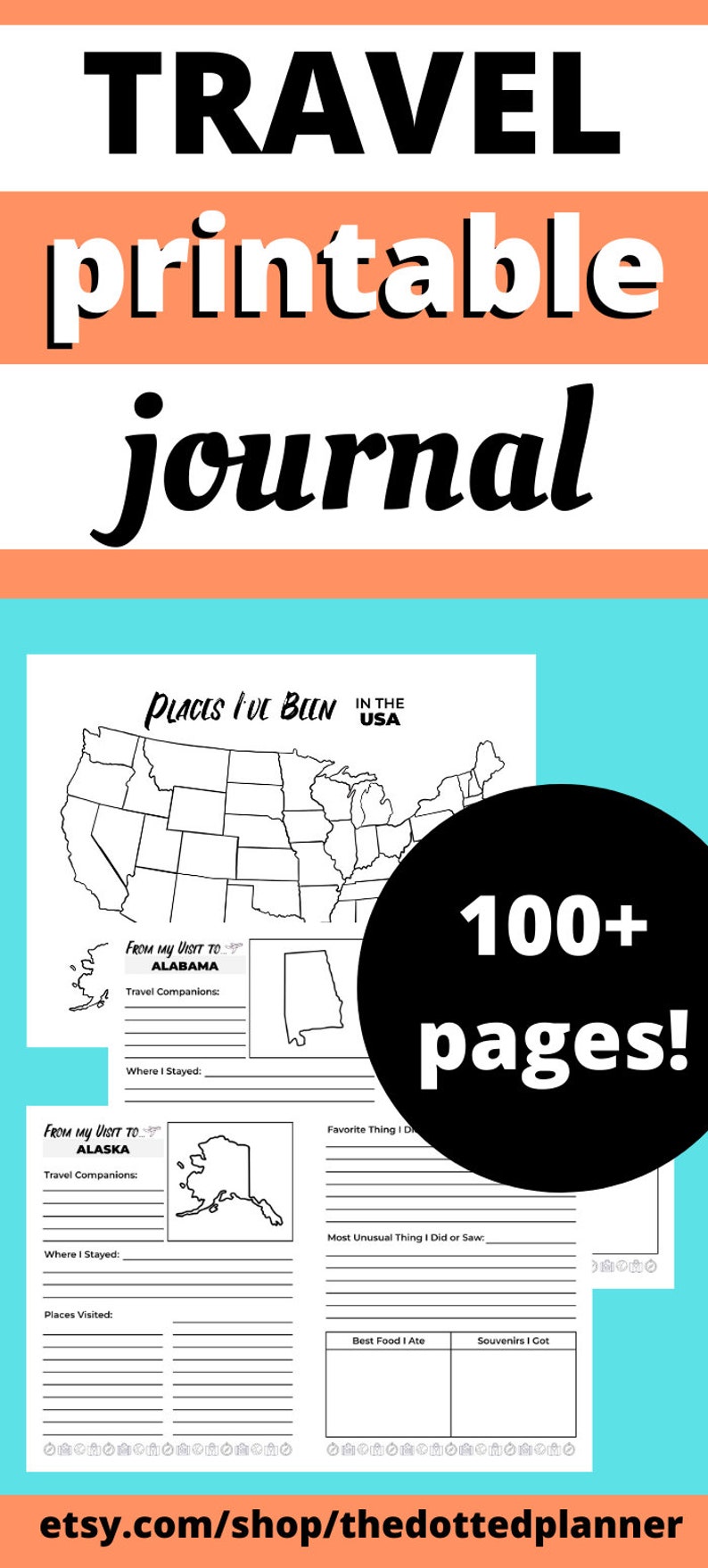 US Travel Journal Printable Trip Journal - Etsy
