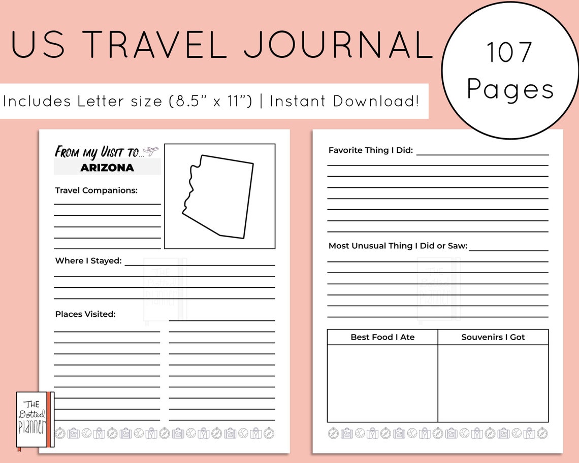 US Travel Journal Printable Trip Journal - Etsy
