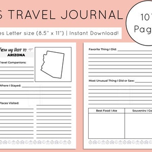 US Travel Journal Printable Trip Journal United States Vacation Travel ...