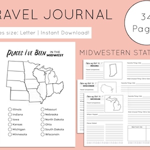 Printable Travel Journal Pages | Midwestern US Travel Journal ...