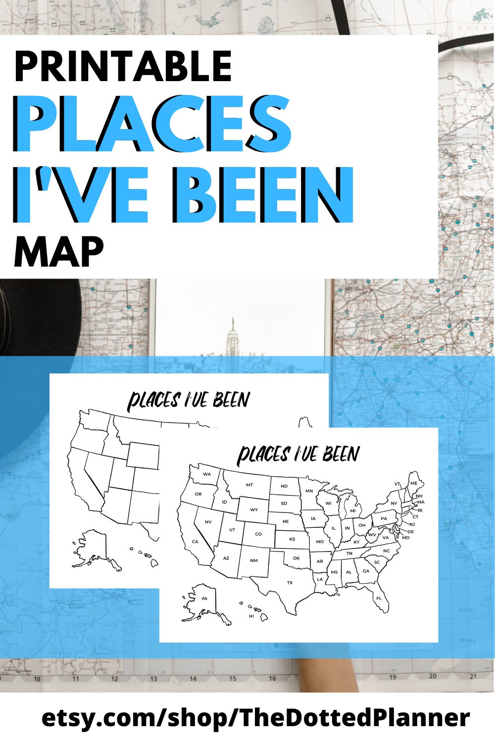 Places I've Been Printable Map | USA Map Printable - Etsy