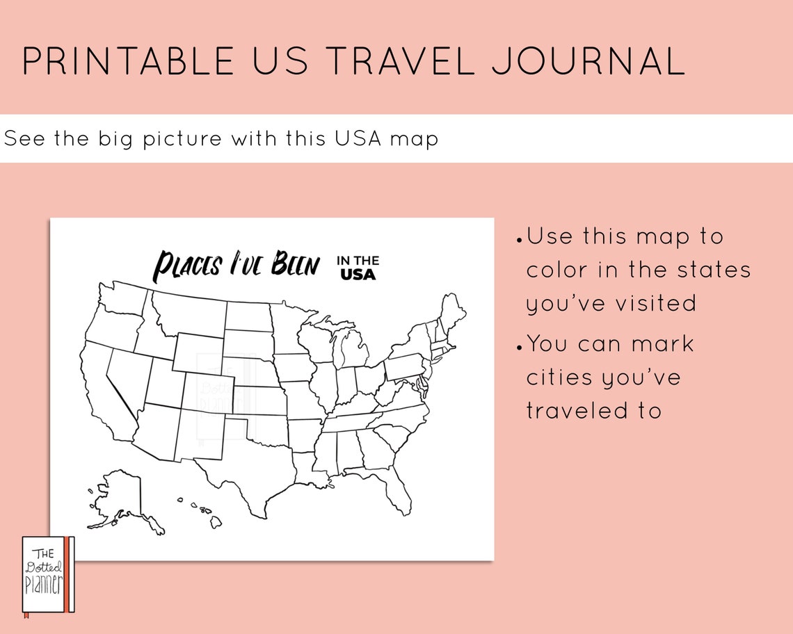 US Travel Journal Printable Trip Journal - Etsy