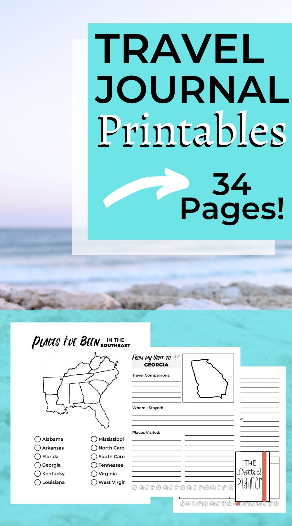 Printable Vacation Journal Southeastern US Travel Journal Printables - Etsy