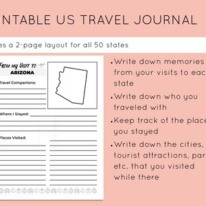 US Travel Journal Printable Trip Journal United States Vacation Travel ...
