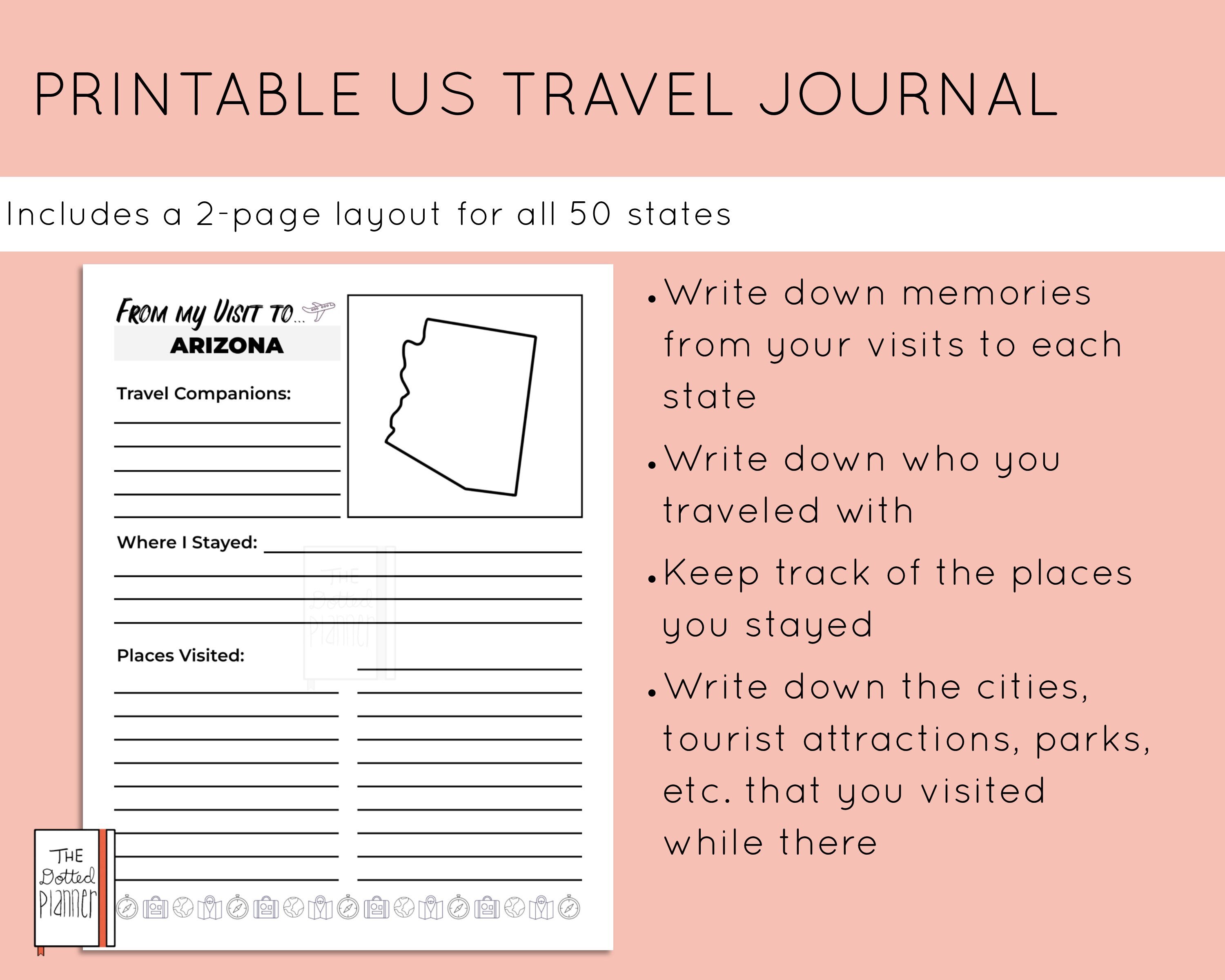 US Travel Journal Printable Trip Journal | Etsy