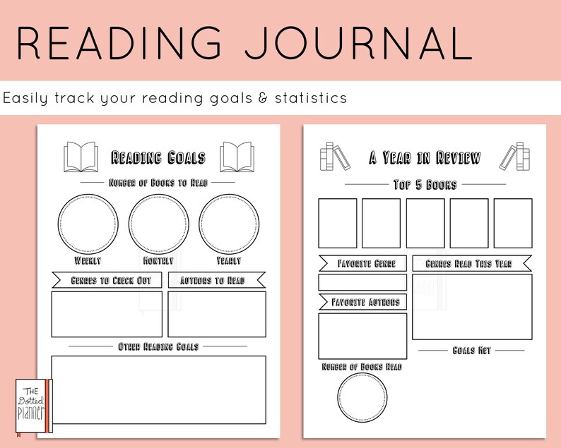 Reading Journal Printable | Book Tracker - Etsy