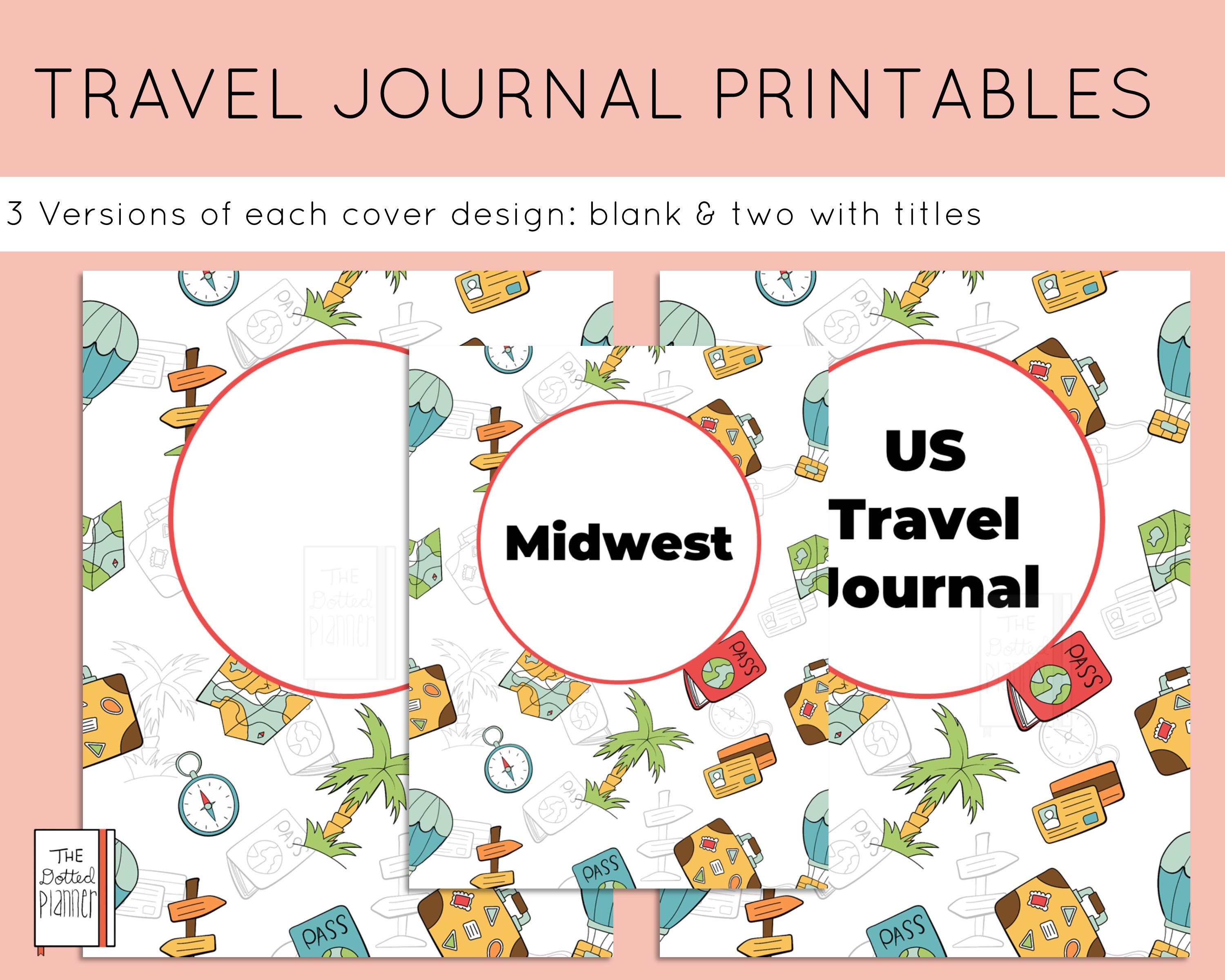 Printable Travel Journal Pages Midwestern US Travel Journal Printables ...