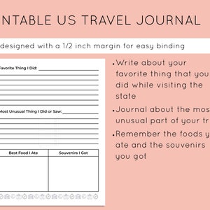 US Travel Journal Printable Trip Journal United States Vacation Travel ...
