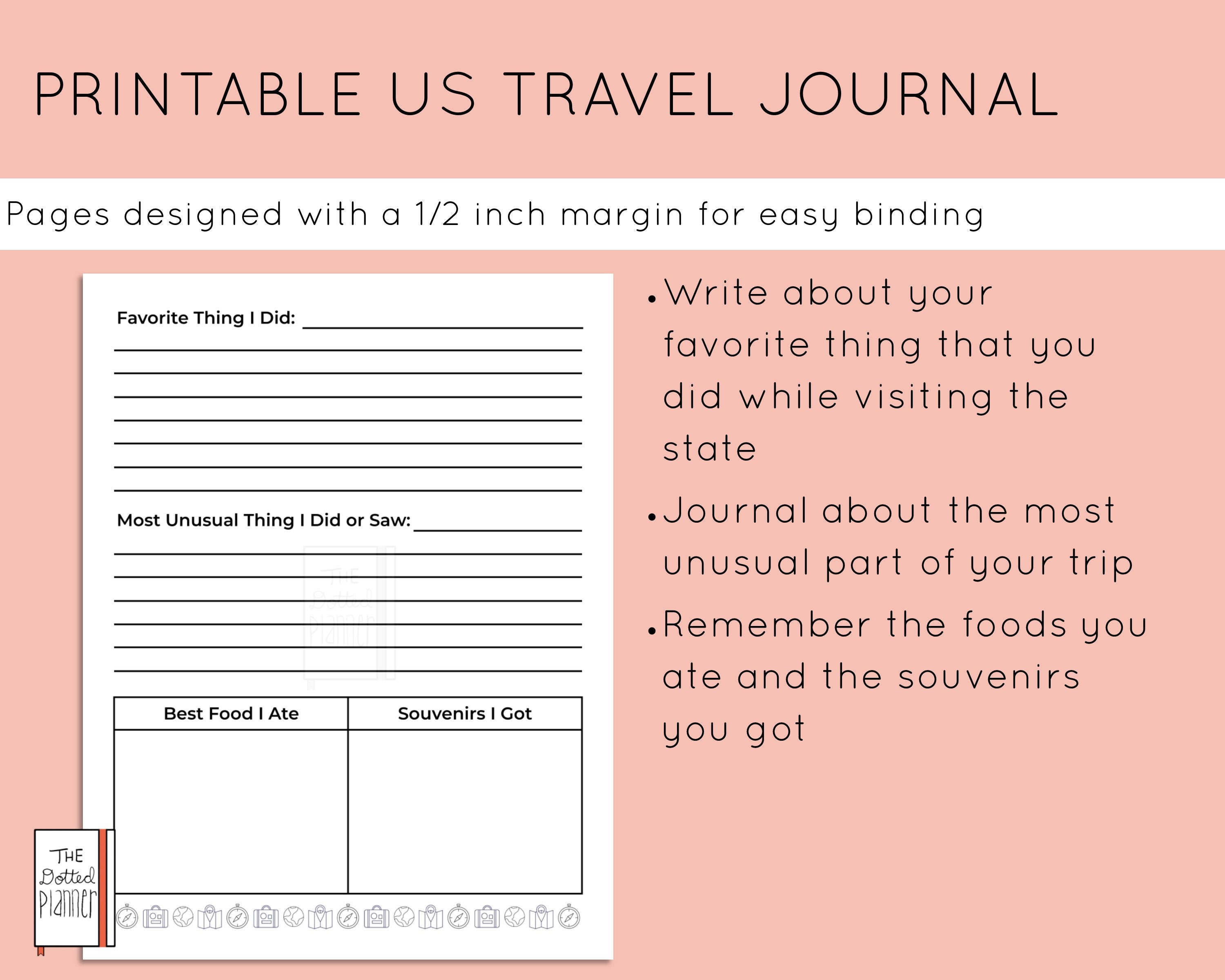 US Travel Journal Printable Trip Journal | Etsy