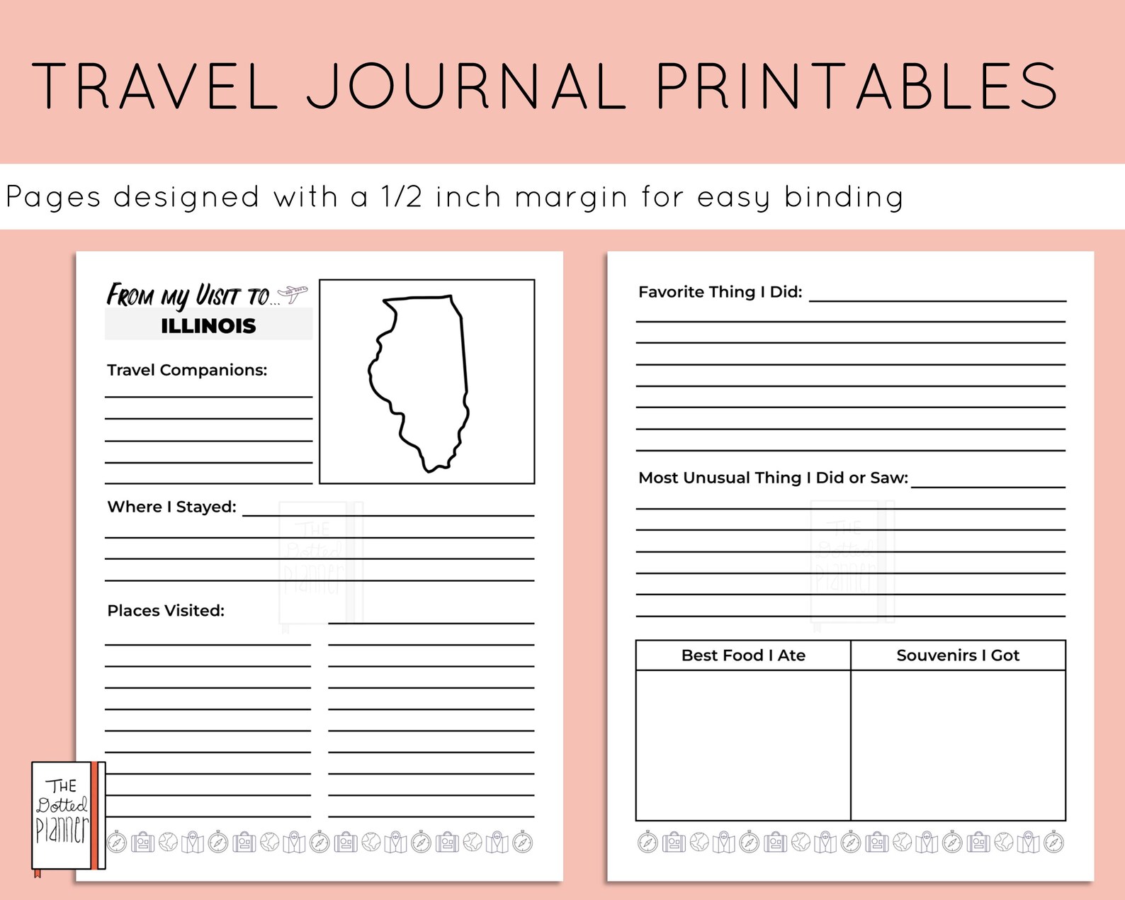 Printable Travel Journal Pages | Midwestern US Travel Journal ...