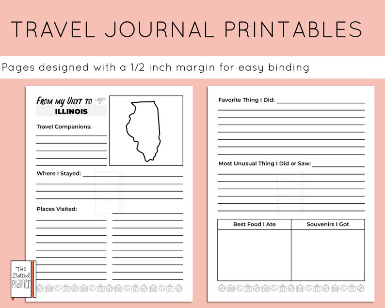 Printable Travel Journal Pages | Midwestern US Travel Journal ...