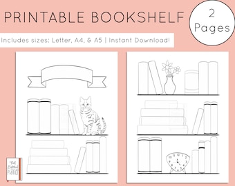 Bookshelf Bullet Journal Printable, Bookish Printable, Bookshelf ...