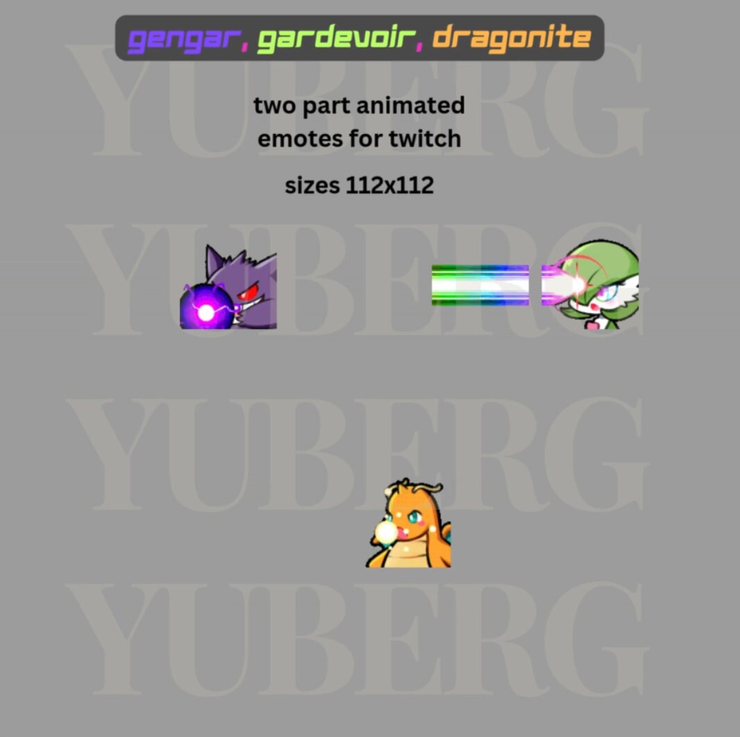 Animated Twitch Emotes, Gengar, Gardevoir, Dragonite, Twitch Emotes 2 ...