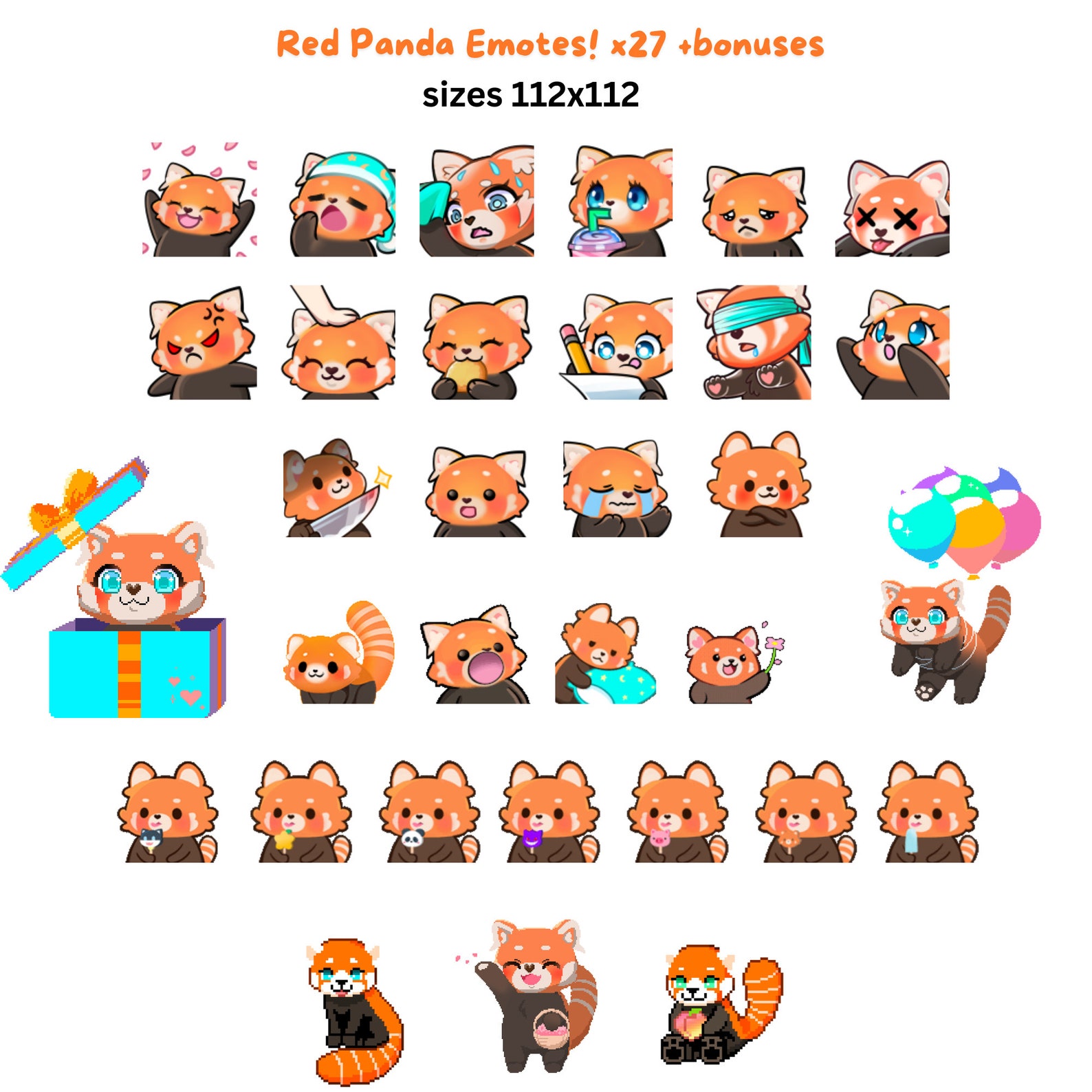 Red Panda Emotes X 27 for Twitch & Discord + Bonus Digital Items - Etsy
