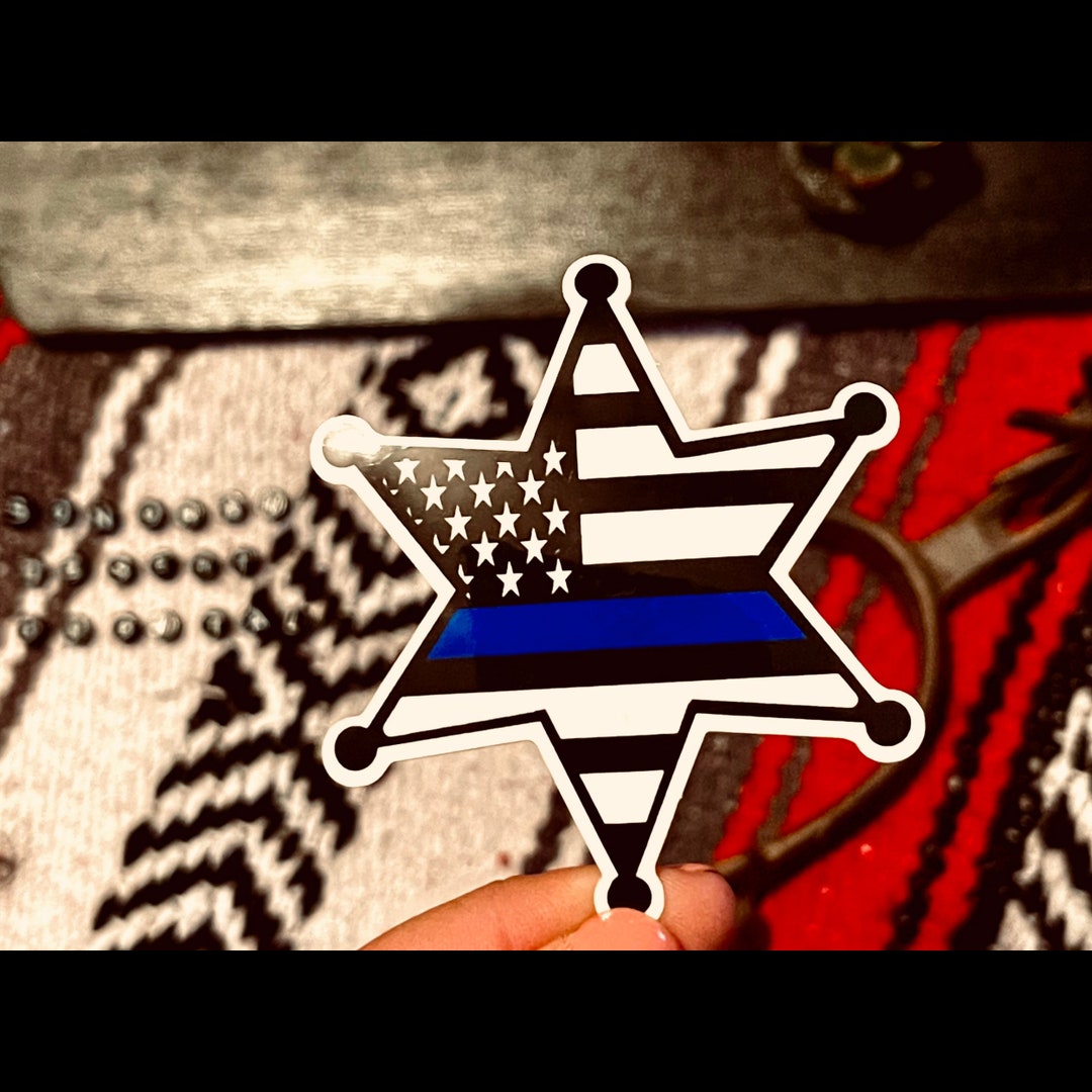 Sheriffs Badge Blue Line Sticker - Etsy