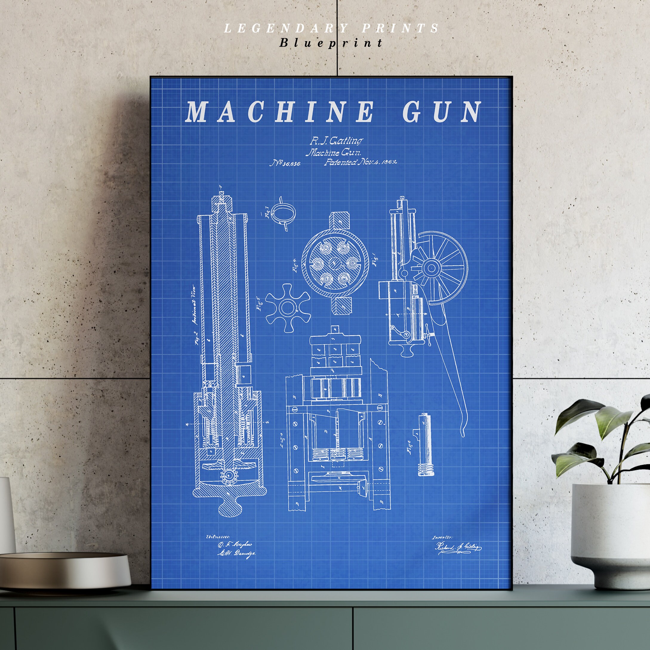 Machine Gun Patent Print Scientific Wall Art Chalkboard - Etsy