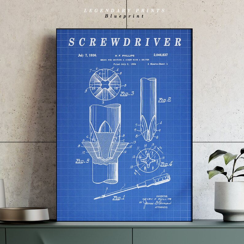 Philips Screwdriver Patent Print - Scientific Wall Art | Chalkboard ...