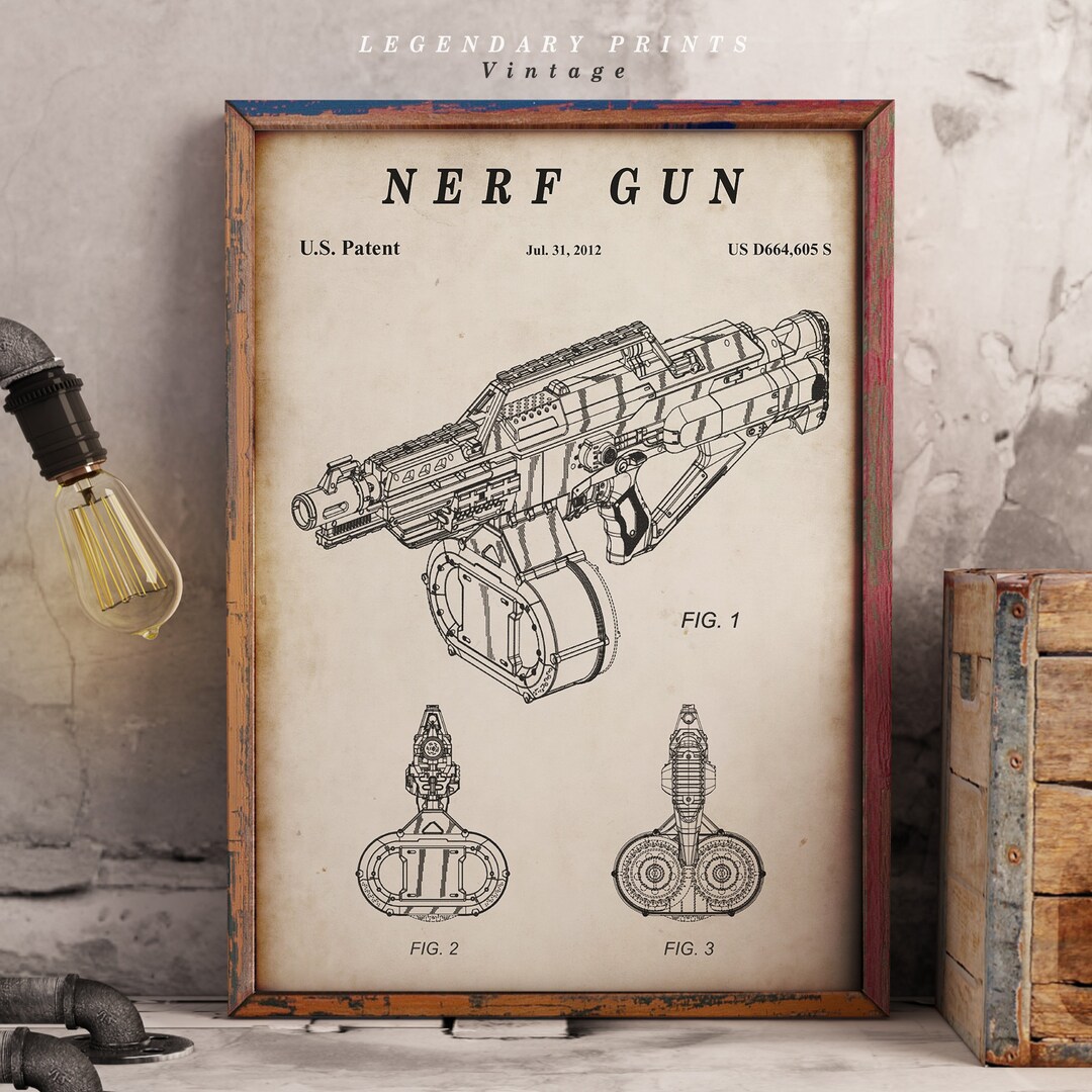 Mordern Nerf Gun Patent Print - Scientific Wall Art | Chalkboard ...