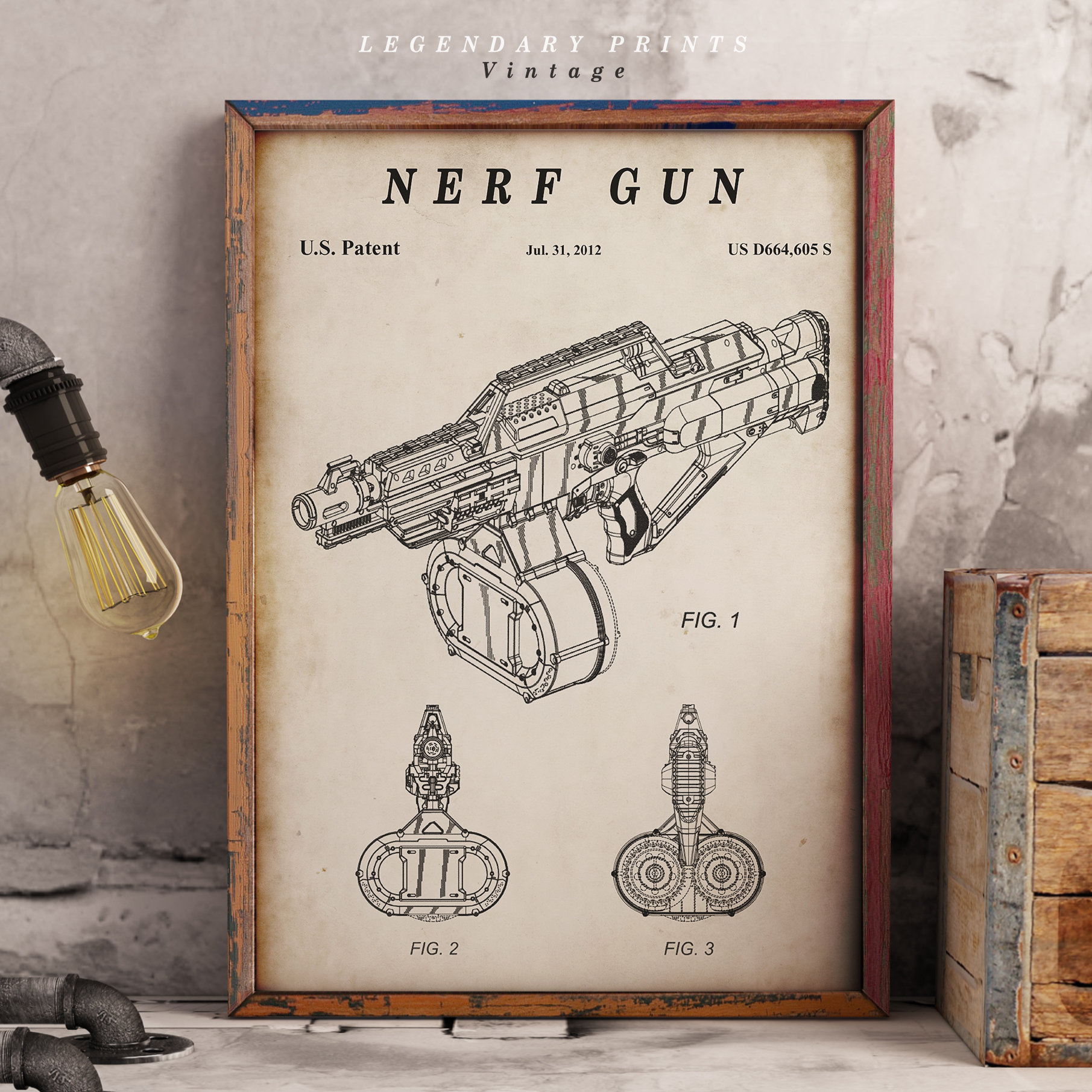 Mordern Nerf Gun Patent Print - Scientific Wall Art | Chalkboard ...