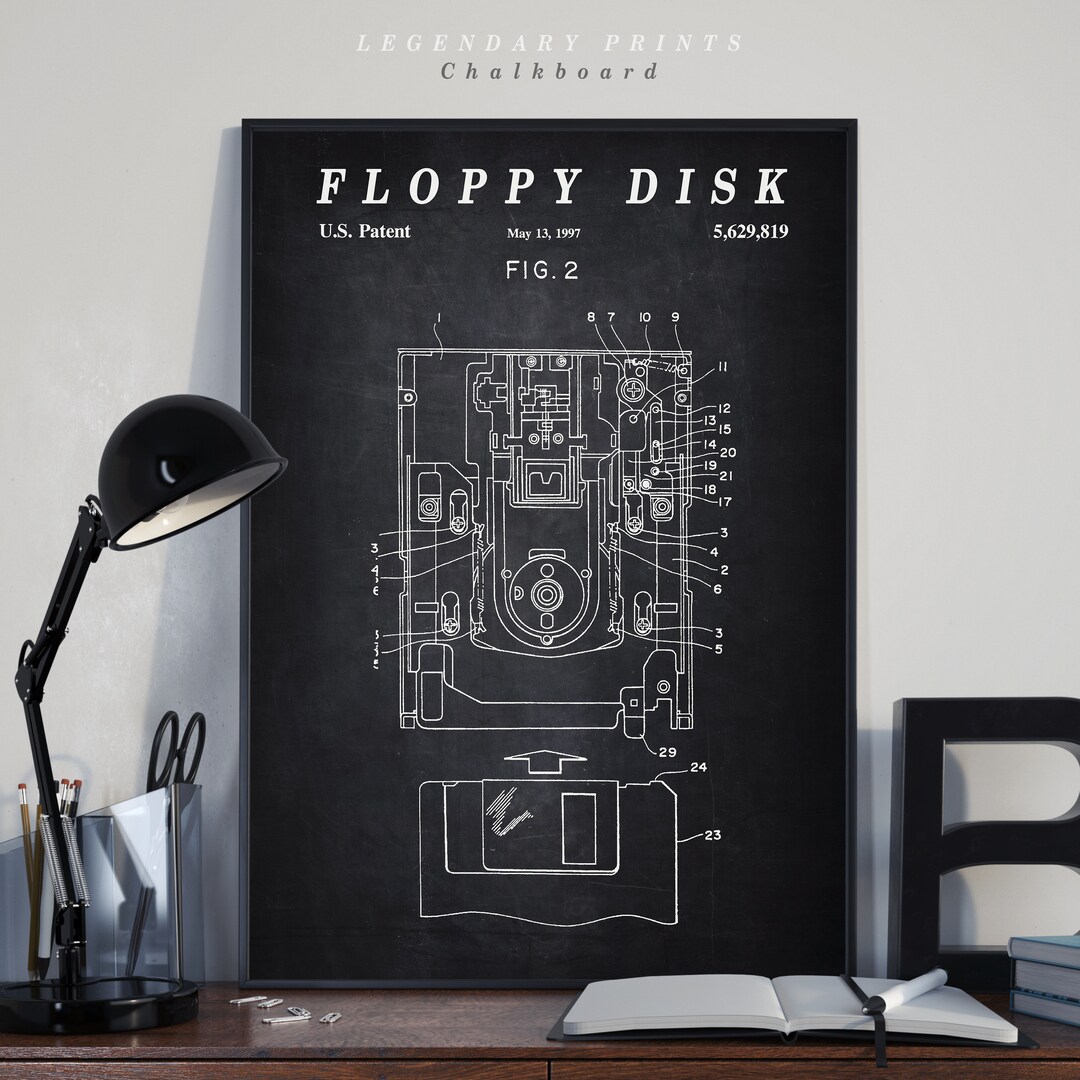 Floppy Disk Patent Print - Scientific Wall Art | Chalkboard - Vintage ...