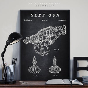 Mordern Nerf Gun Patent Print - Scientific Wall Art | Chalkboard ...