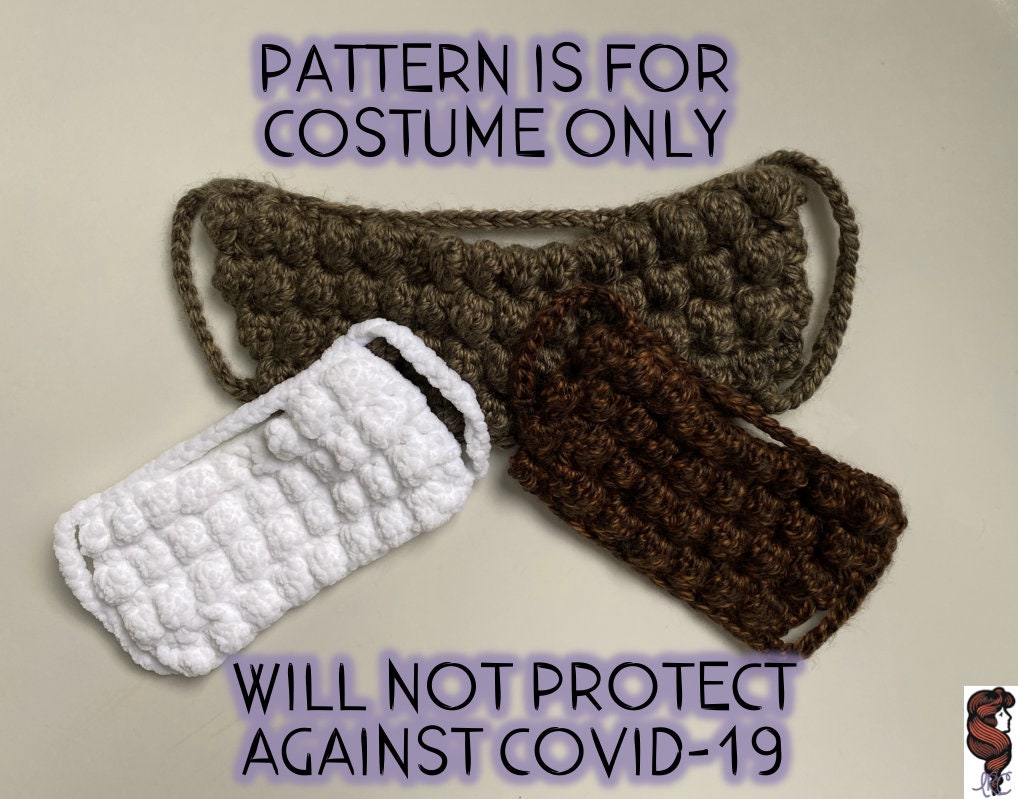 Crochet PATTERN Beard Face Mask Costume Beard Mask 100th Day of School ...