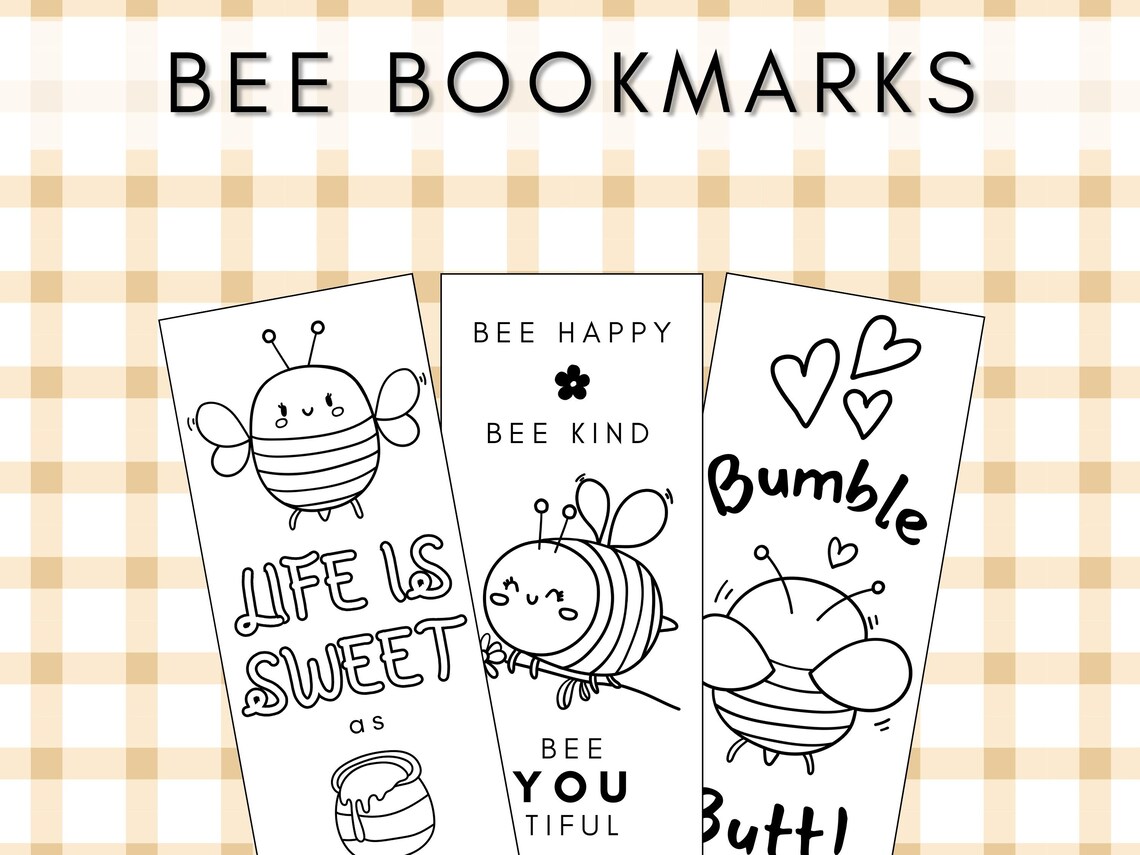 PRINTABLE Coloring Bee Themed Bookmarks for Kids | PDF Bookmarks ...