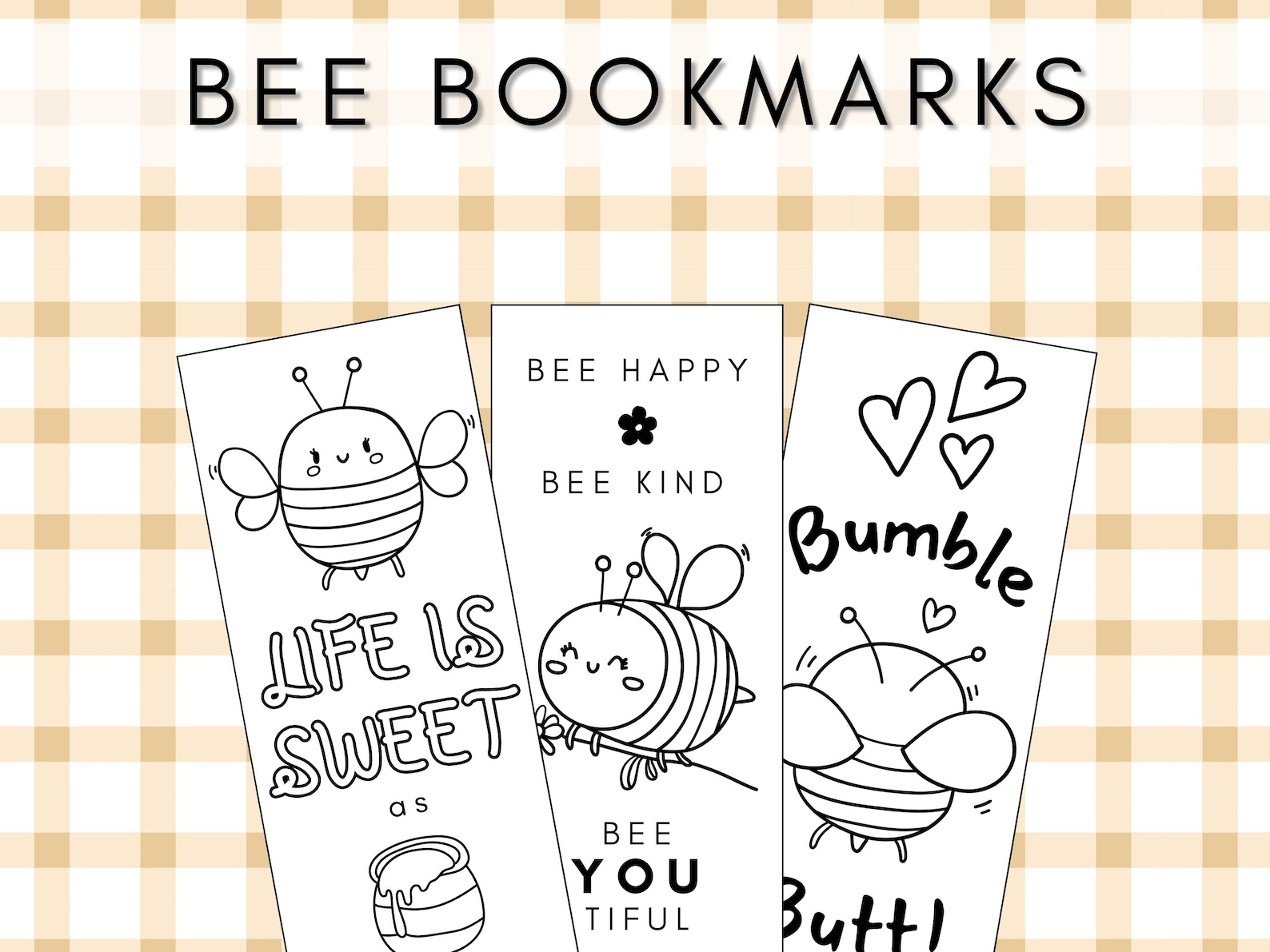 PRINTABLE Coloring Bee Themed Bookmarks for Kids | PDF Bookmarks ...