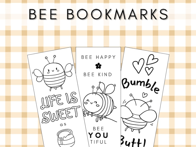 PRINTABLE Coloring Bee Themed Bookmarks for Kids | PDF Bookmarks ...