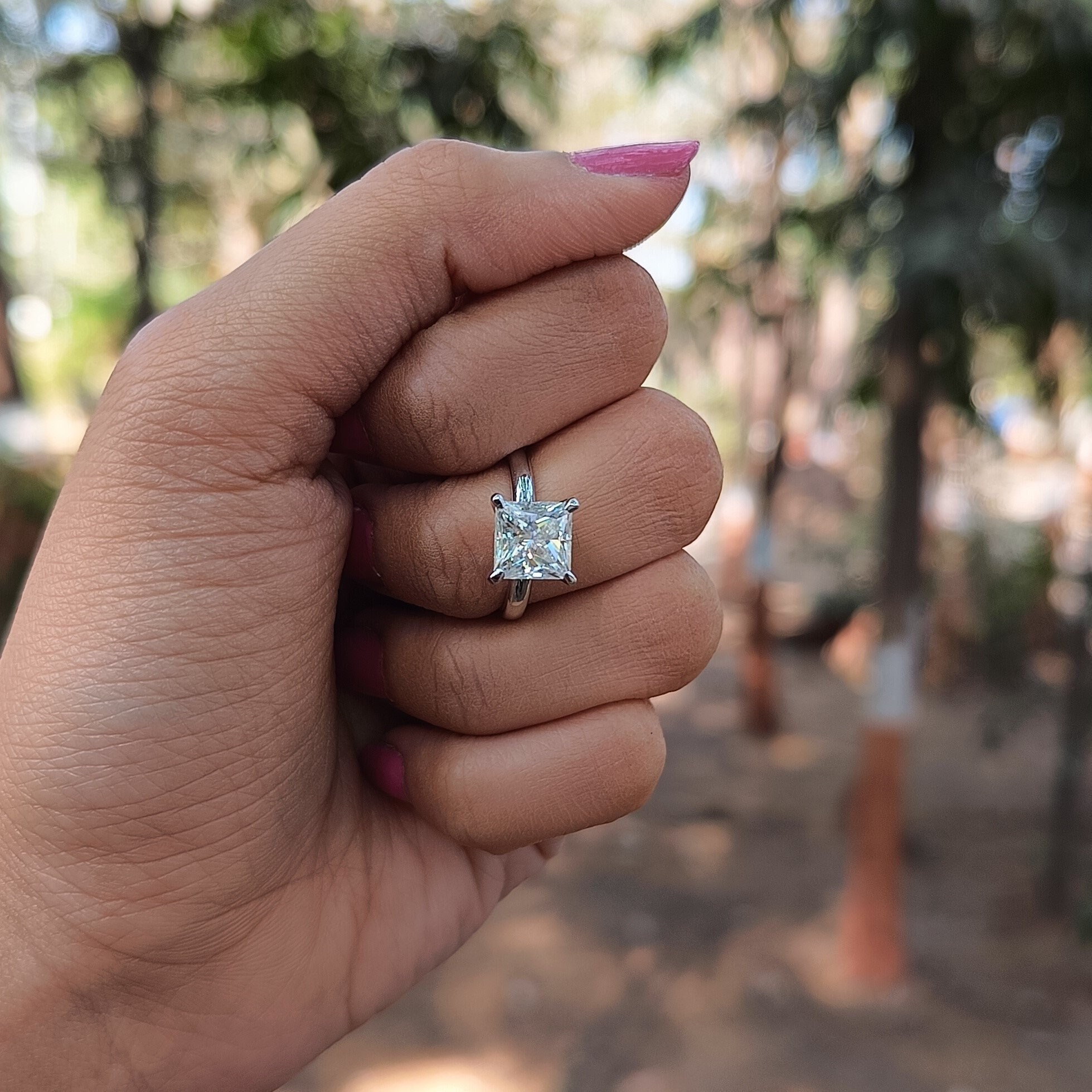 2.90ct8mm Princess Cut Engagement Ring / Princess Solitaire Wedding ...