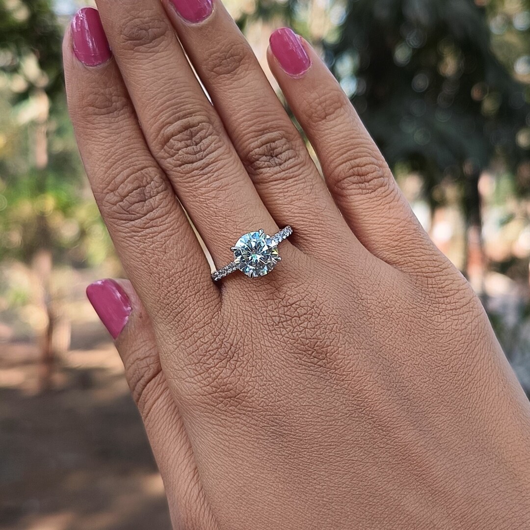 Antique Cathedral Set Engagement Ring, 3.20carat Round Cut CZ Ring ...