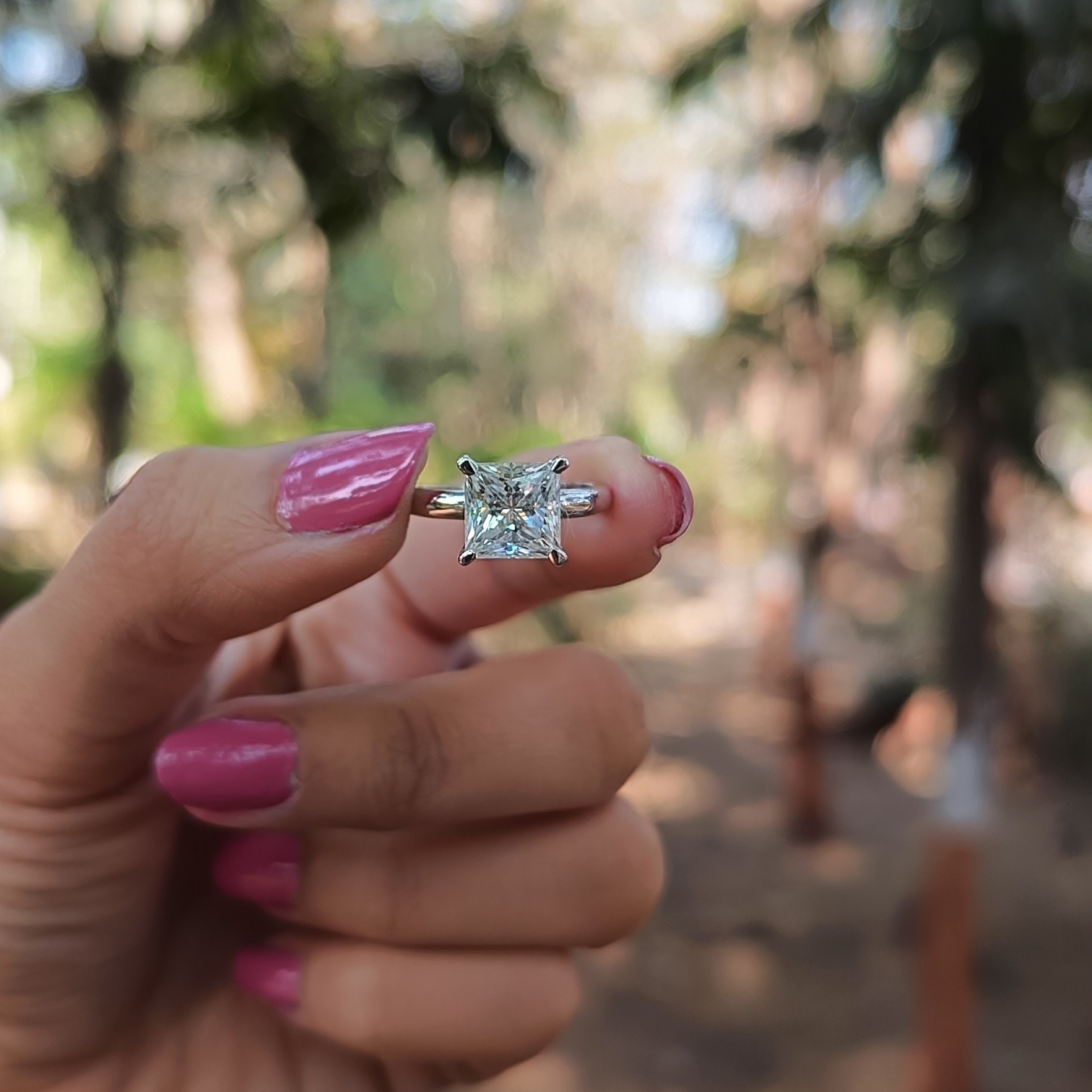 2.90ct8mm Princess Cut Engagement Ring / Princess Solitaire Wedding ...