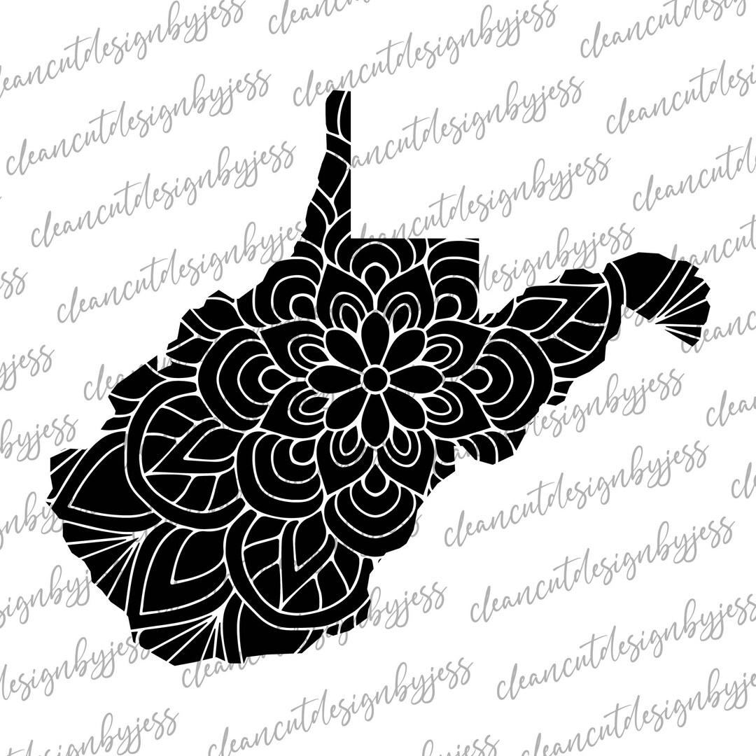 Mandala, WV, West Virginia, State Shape, Cut Ready Digital File, Cricut ...