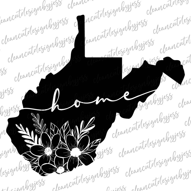 Wv Floral, West Virginia, Home, State Shape, Wv Home, WVU, Cut Ready ...