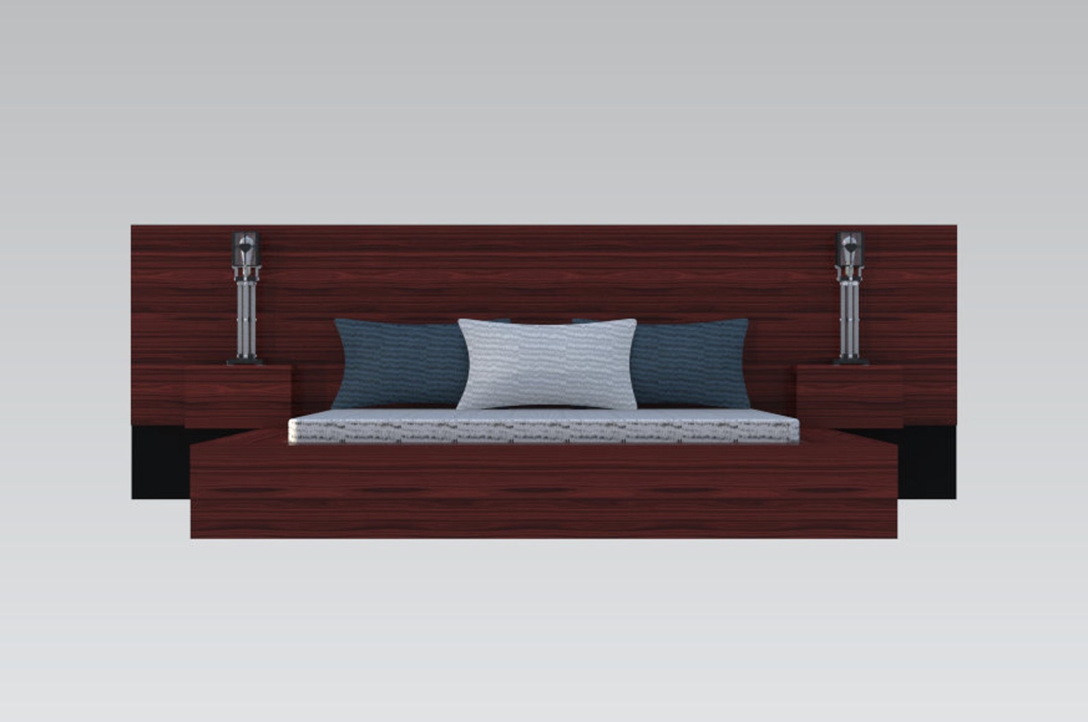 California King platform Bed Drawing Plans Modern Century Design - Etsy