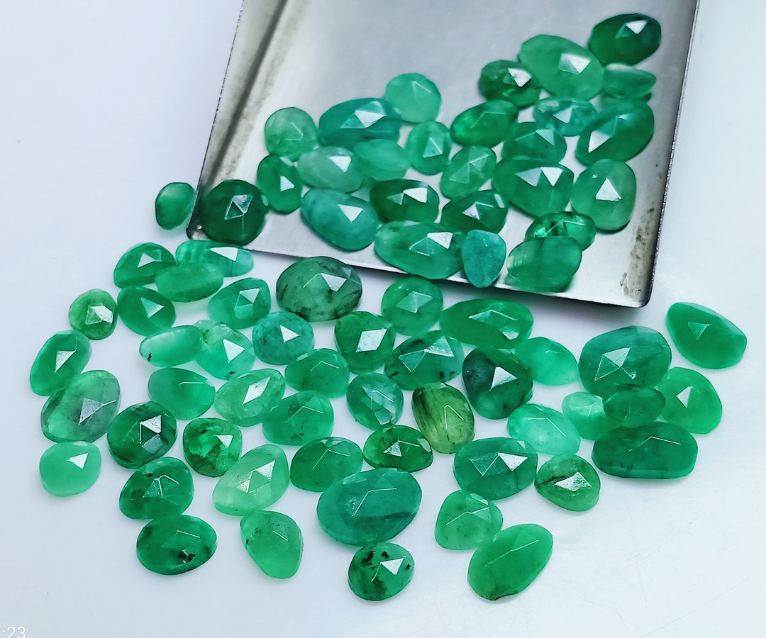 Beautiful Emerald Rose Cut Slice 100% Natural Brilliant Green Emerald ...