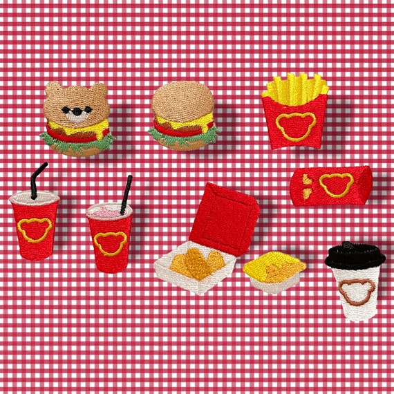 Bear Hamburger Embroidery Design instant Download - Etsy