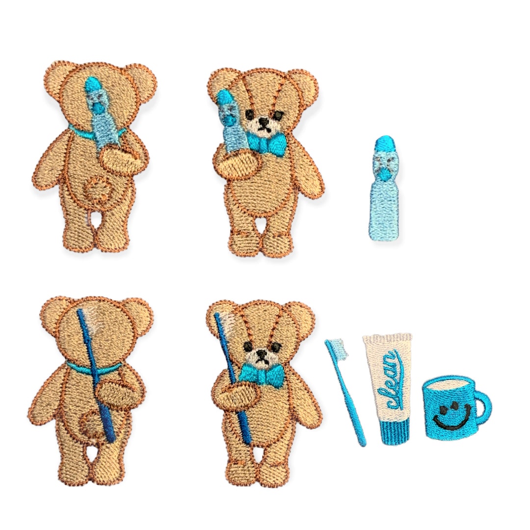 Teddybear Toothbrush Machine Embroidery Design Instant Download - Etsy