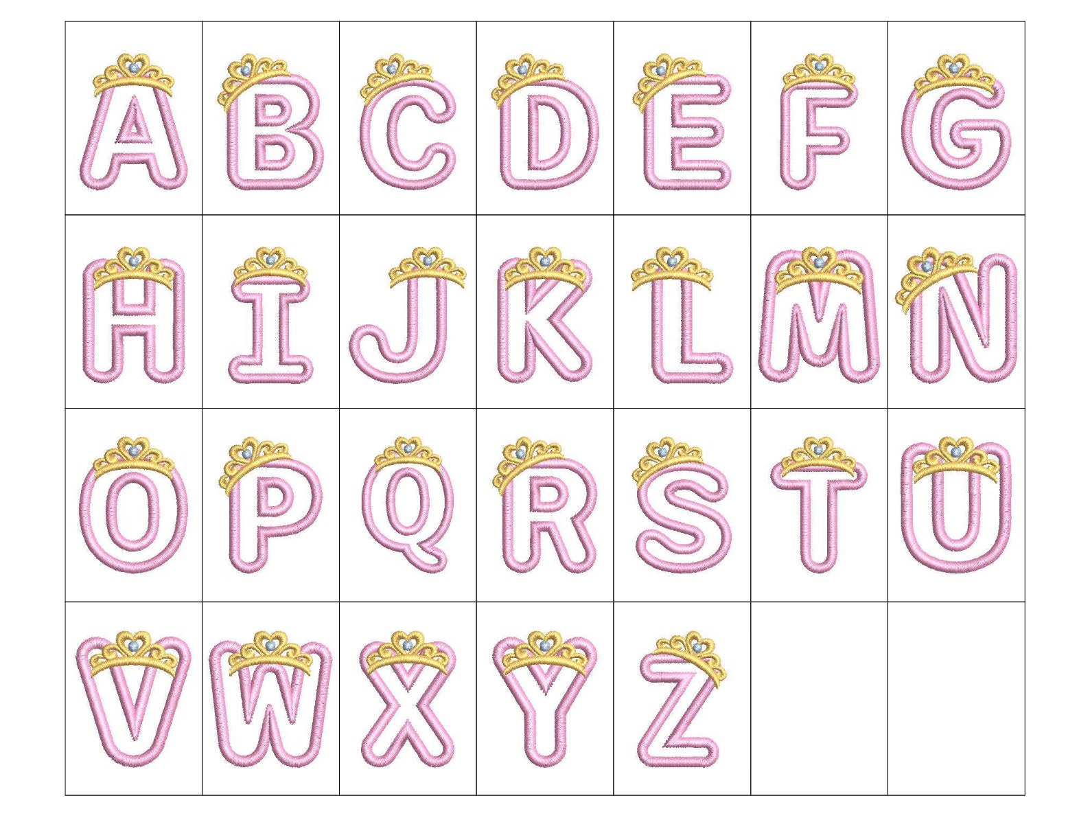 Princess Alphabet Applique Machine Embroidery Design ,instant Download ...
