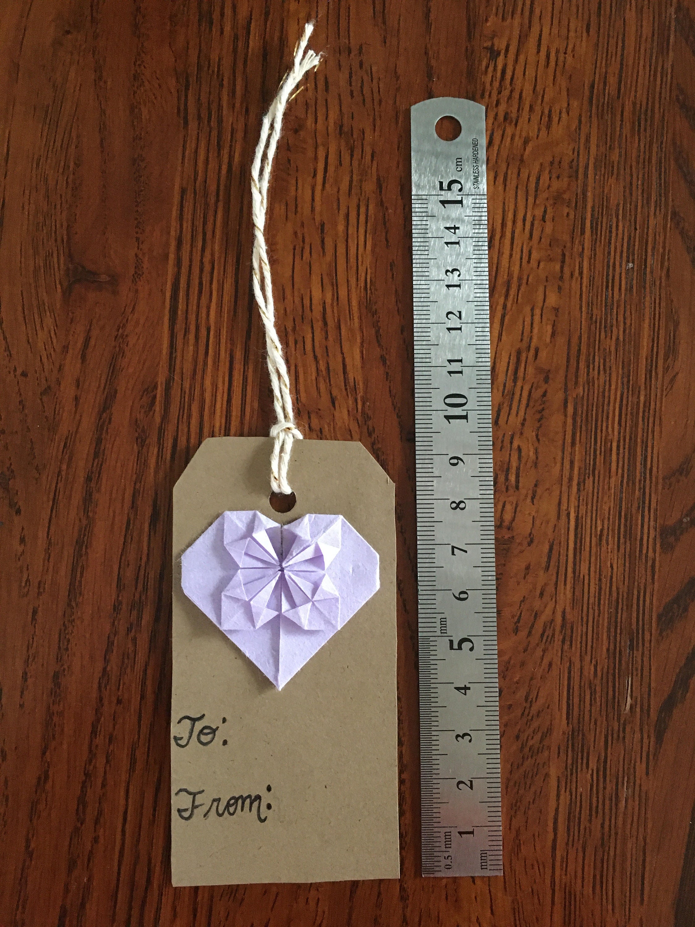 Set of 3 Valentine's Day/birthday Origami Gift Tags With Handmade Heart ...
