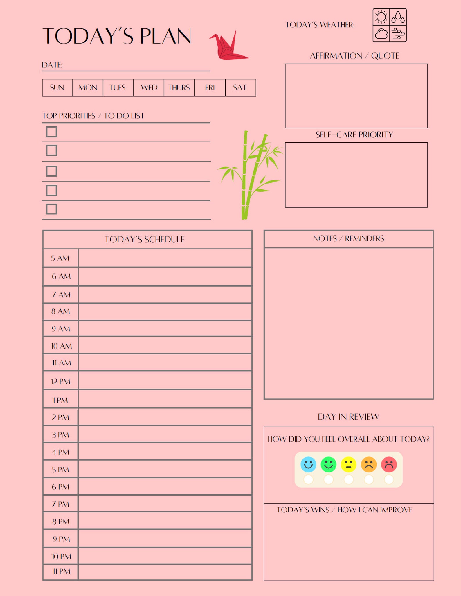 Printable Daily Planner, Daily Goal Planner, PDF Daily Planner, Digital ...