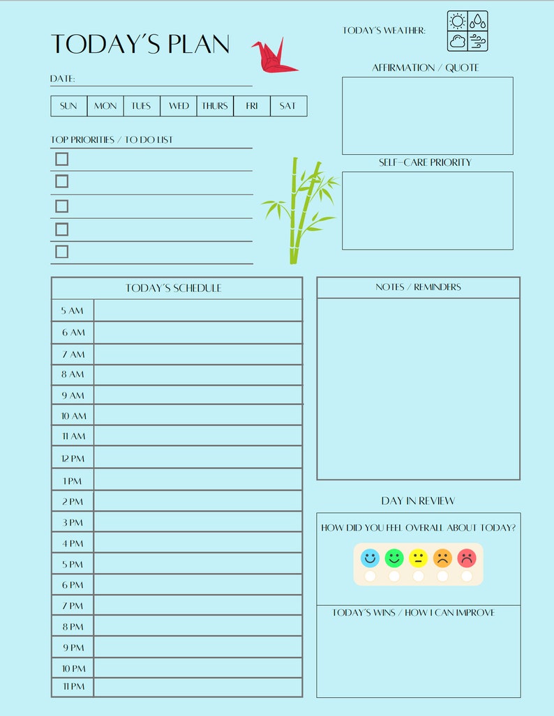 Printable Daily Planner, Daily Goal Planner, PDF Daily Planner, Digital ...