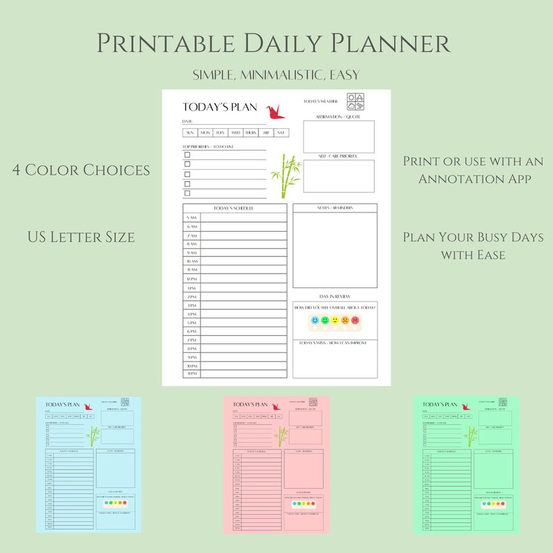 Printable Daily Planner, Daily Goal Planner, PDF Daily Planner, Digital ...