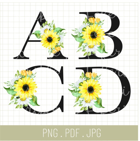 Water-colour Alphabet Clipart ABCD Alphabet PNG Floral | Etsy