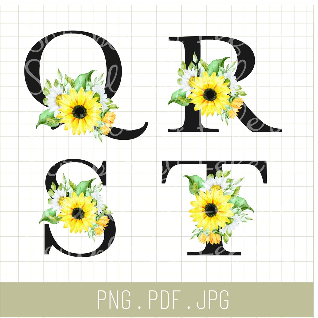 Water-colour Alphabet Clipart QRST Alphabet PNG Floral Alphabet Clip ...