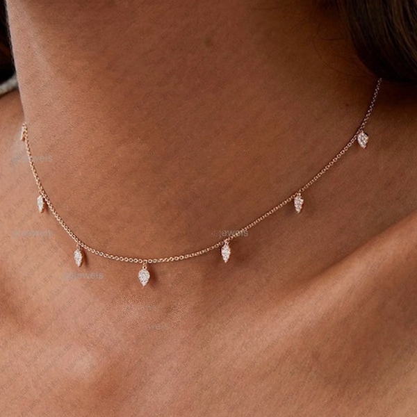 Lab Grown Diamond Station Necklace - Etsy