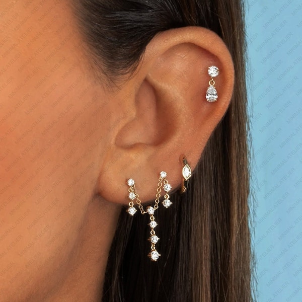 Double Piercing Earrings - Etsy