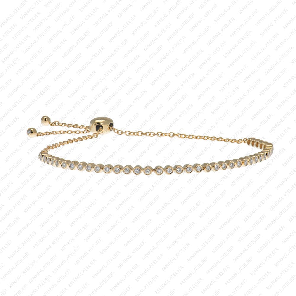 Lab Grown Diamond Tennis Bolo Bracelet, Solid14k Gold Bezel Set Diamond ...