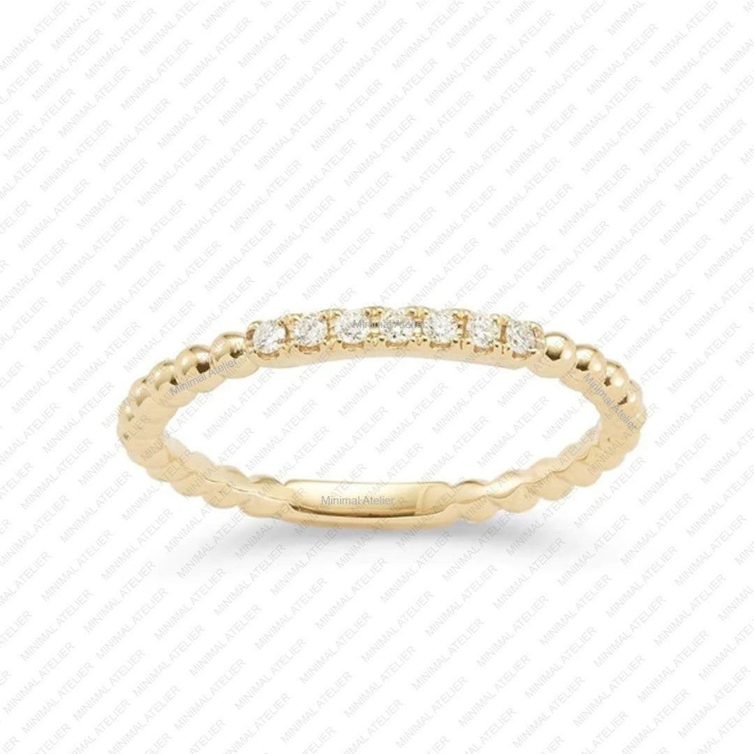 Solid14kt Yellow Gold Stackable Ring, Featuring a 7 Lab Grown Diamond ...